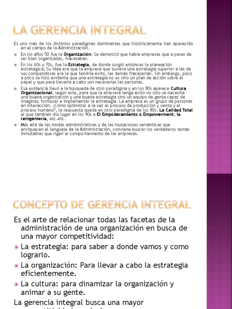 La Gerencia Integral | PDF | Integral | Recursos humanos