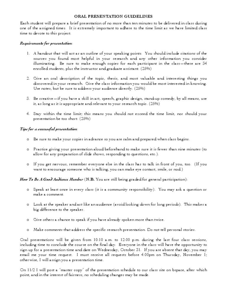 Oral Presentation Guidelines | PDF