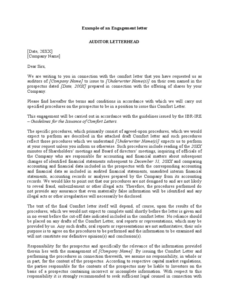 Example of An Engagement Letter | PDF | Prospectus (Finance) | Social ...