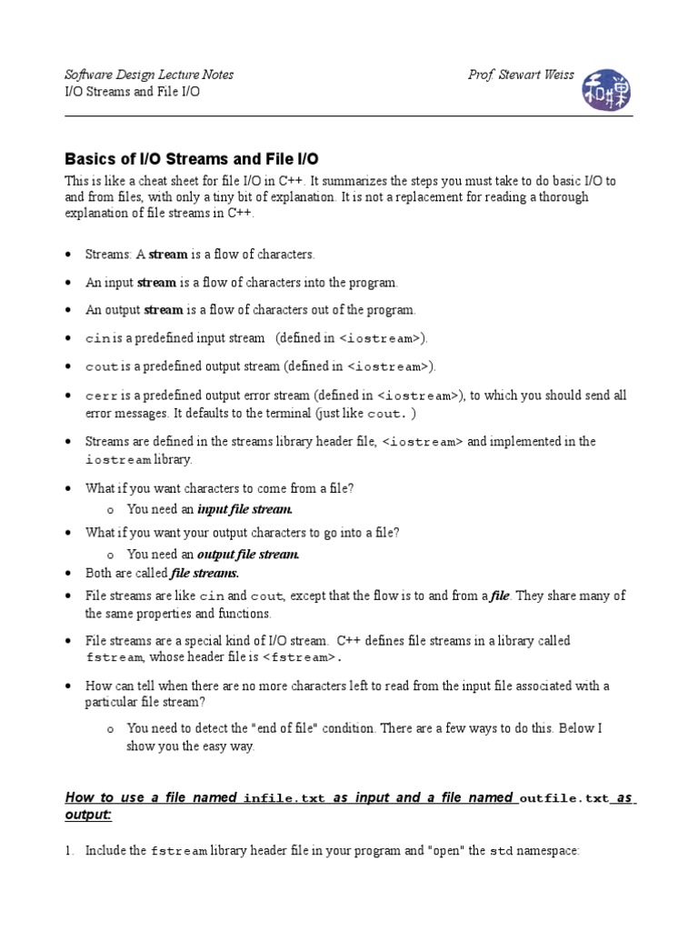 C++: Basics of I/O Streams and File I/O | PDF | Filename | Computer File