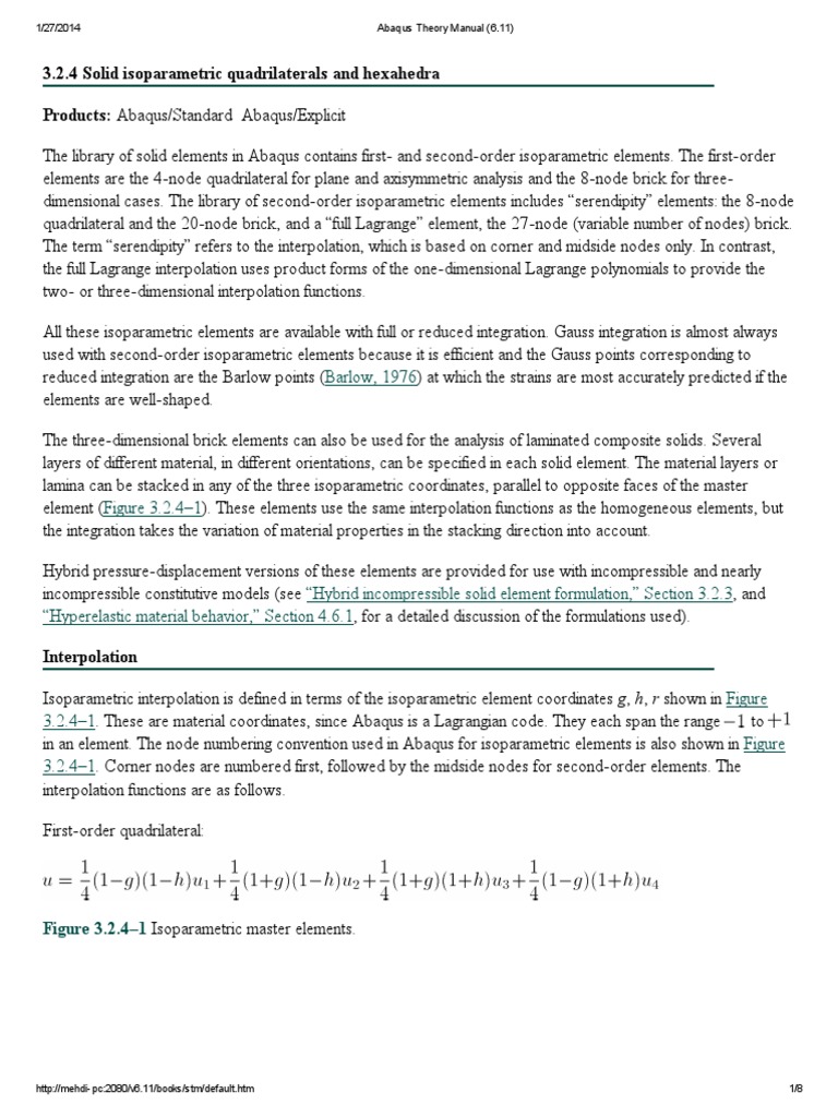 Abaqus Theory Manual | PDF | Deformation (Mechanics) | Integral