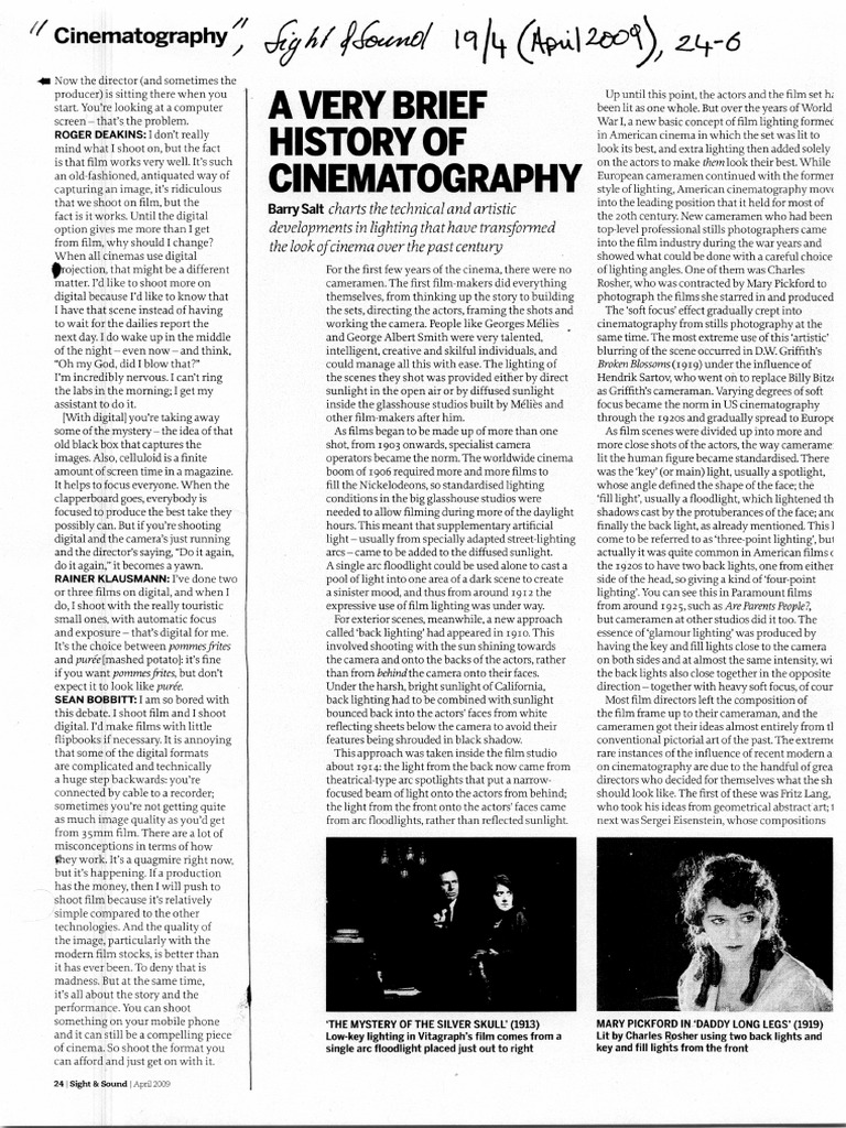 A Very Brief History of Cinematography | PDF | Cinematography | Filmmaking