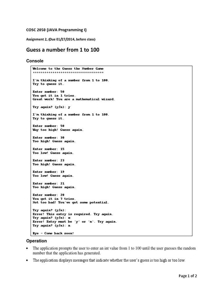 Assignment 2 Java Integer Computer Science Java Programming Language 