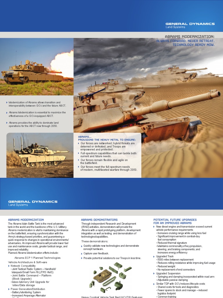 Abrams Brochure Modernization | PDF | Armoured Fighting Vehicles | Tanks