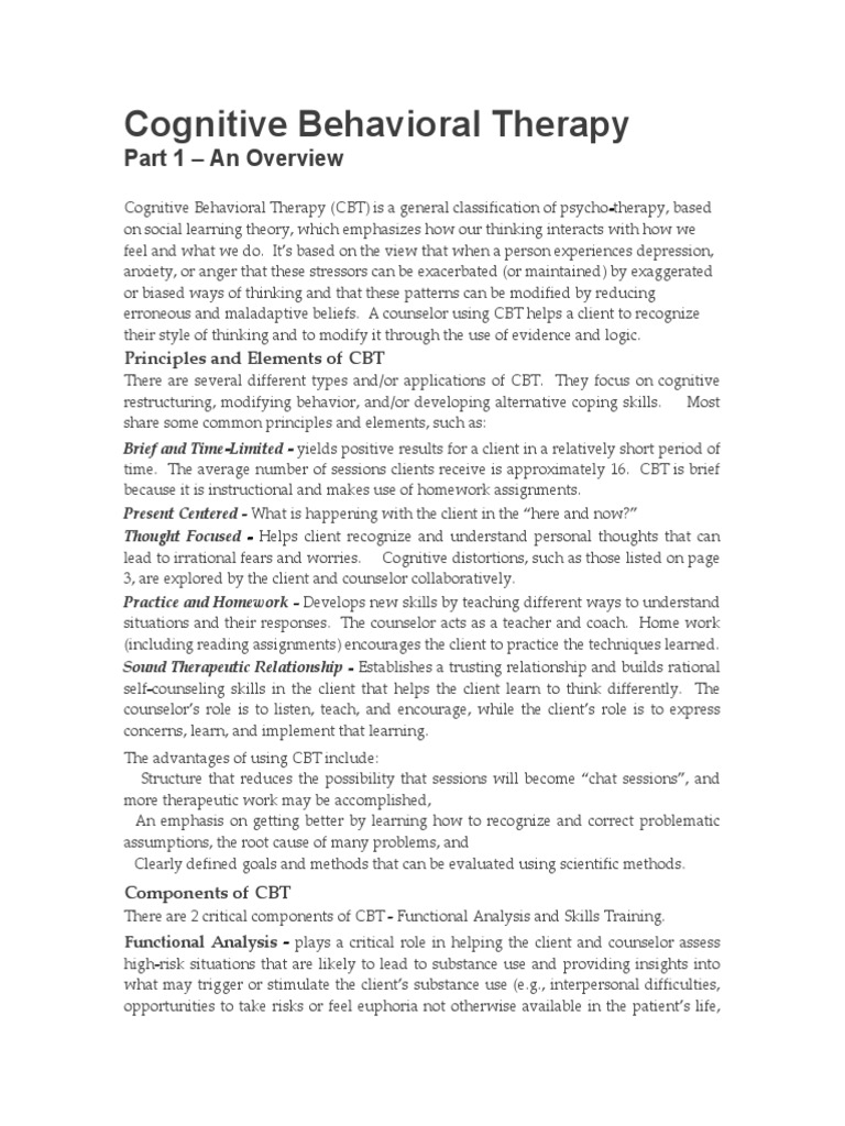 cbt overview part 1 | Cognitive Behavioral Therapy | Substance Abuse