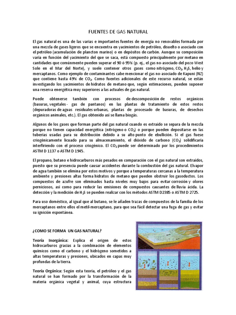 Fuentes de Gas Natural | PDF | Gas natural | Depósito de petróleo