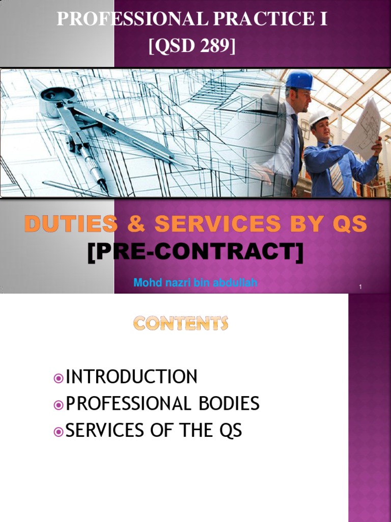 Pre-Contract Duties of Quantity Surveyors | PDF | Profession | Surveying