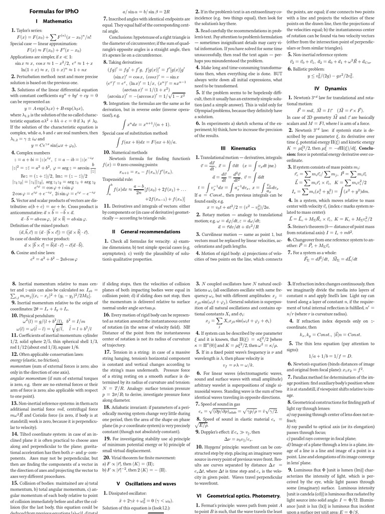 Fisika Rumus Untuk Olimpiade Fisika Internasional | PDF | Waves | Diffraction