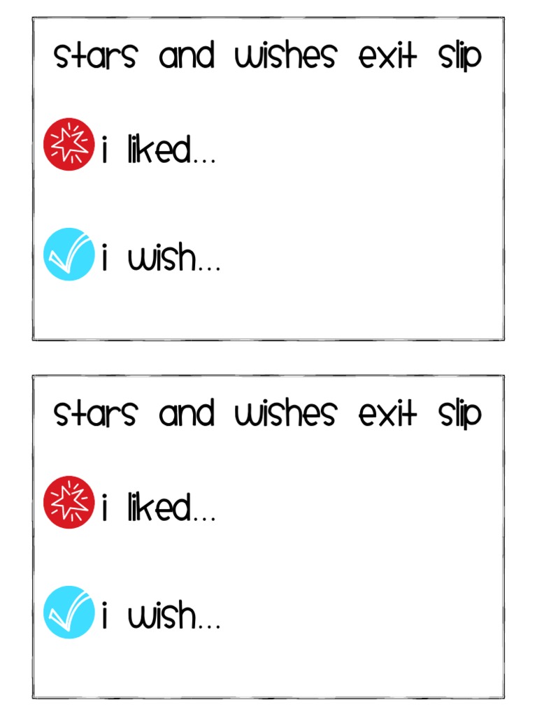 Stars and Wishes Exit Slip | PDF