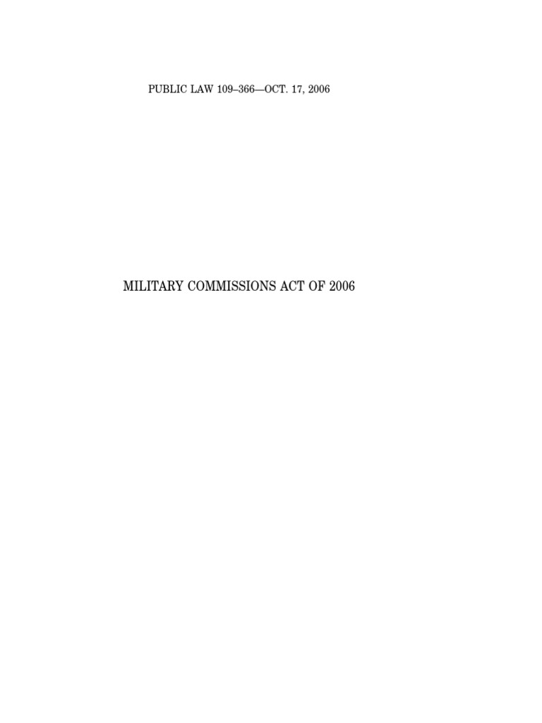 Military Commissions Act | PDF | Evidence (Law) | Military Justice