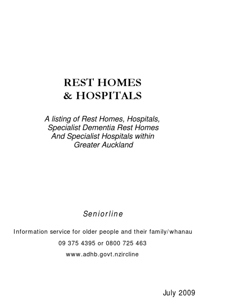 Auckland Rest Homes and Hospitals List | PDF