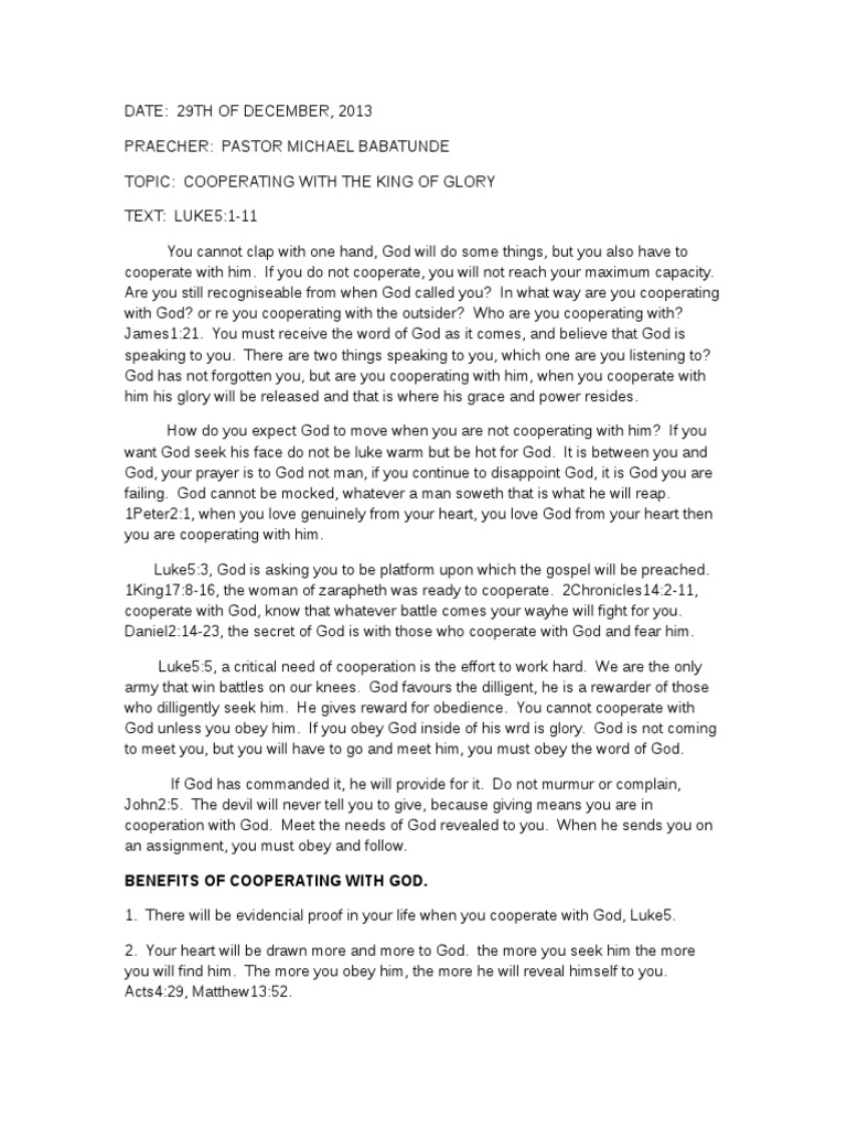 Cooperating With God | PDF