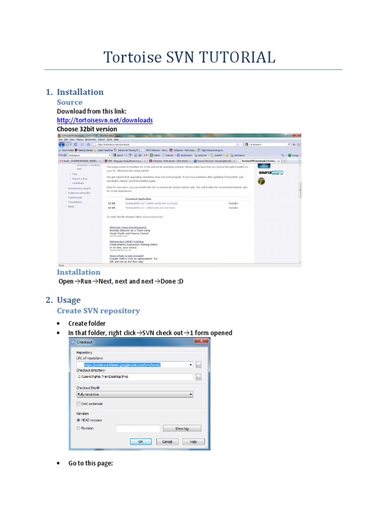Tortoise SVN Tutorial | PDF