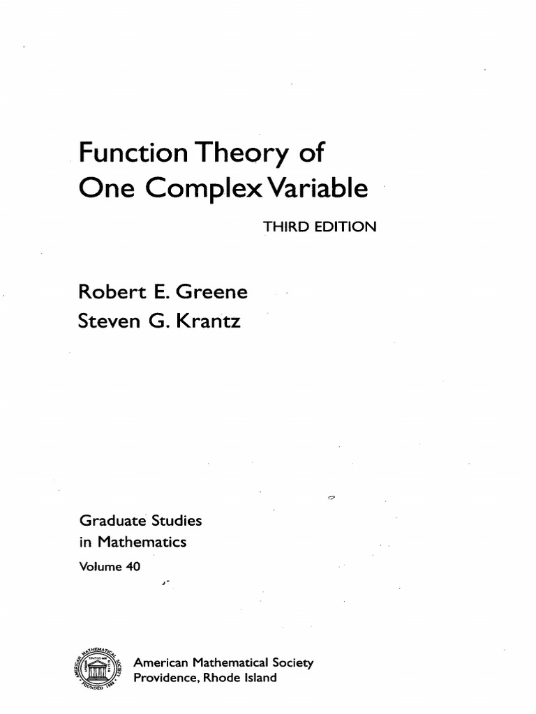 Function Theory One Complex Pdf Holomorphic Function Complex Analysis