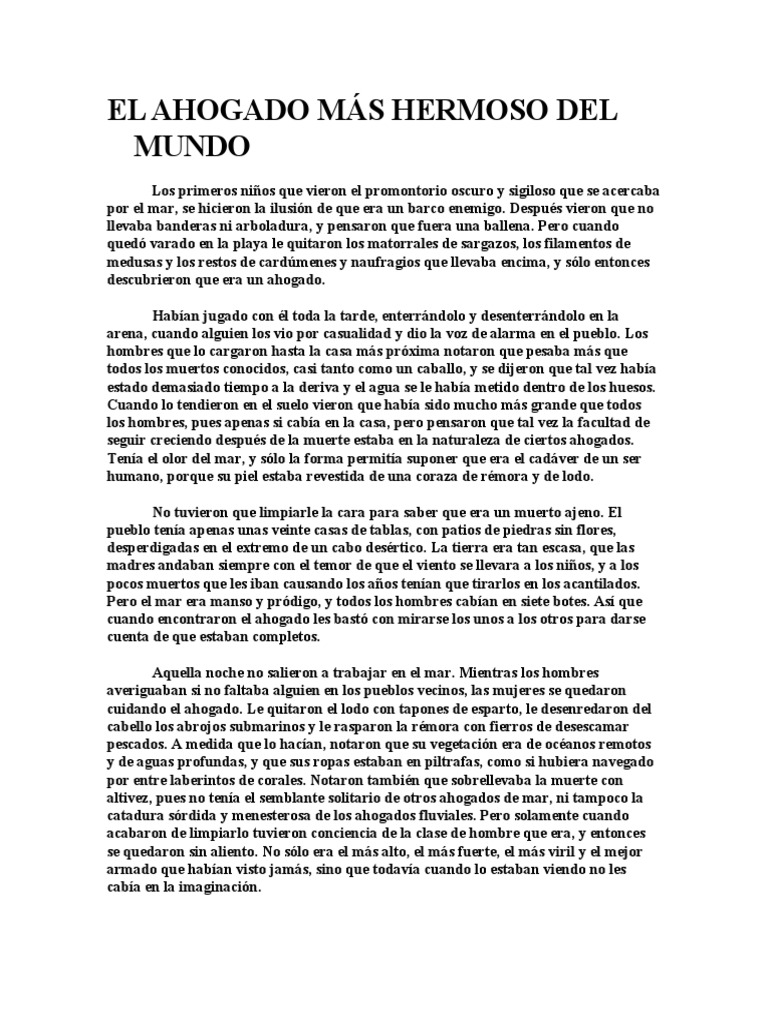 Garcia Marquez, Gabriel - El Ahogado Mas Hermoso Del Mundo | PDF ...