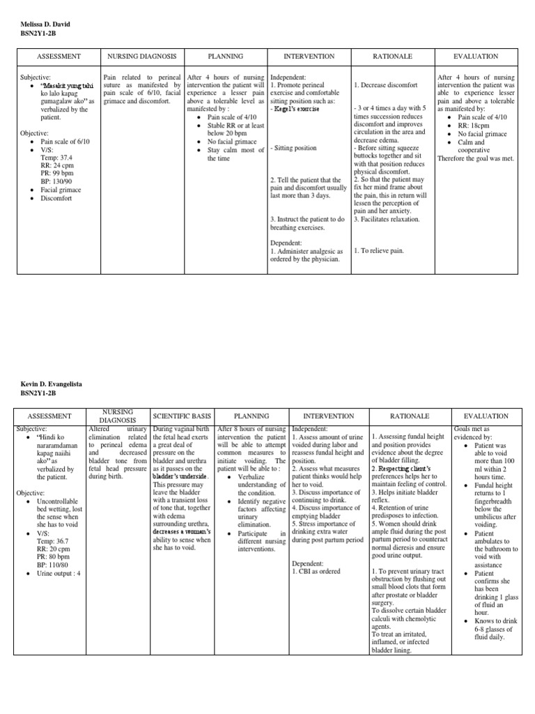 NCP | PDF | Urinary Incontinence | Childbirth