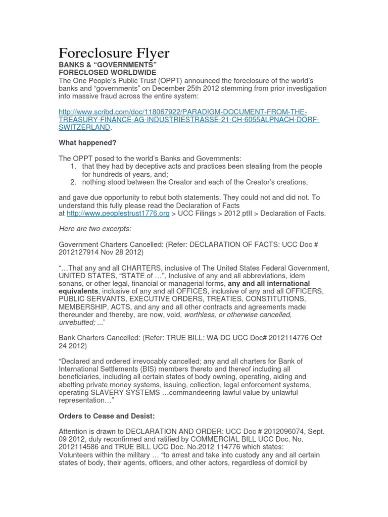 Foreclosure Flyer | PDF | Uniform Commercial Code | Foreclosure