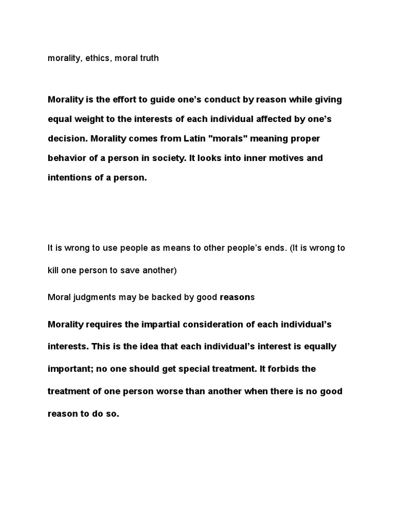 Morality, Ethics, Moral Truth | PDF | Morality | Jurisprudence