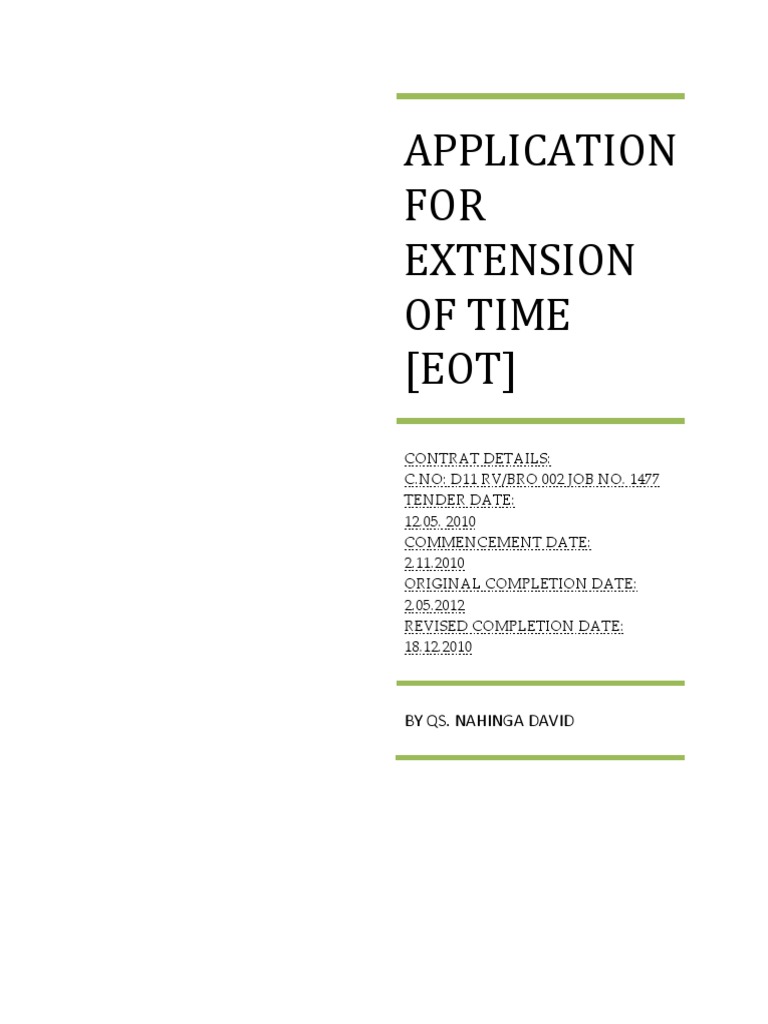 Application for Contract Time Extension | PDF | Architect | Business