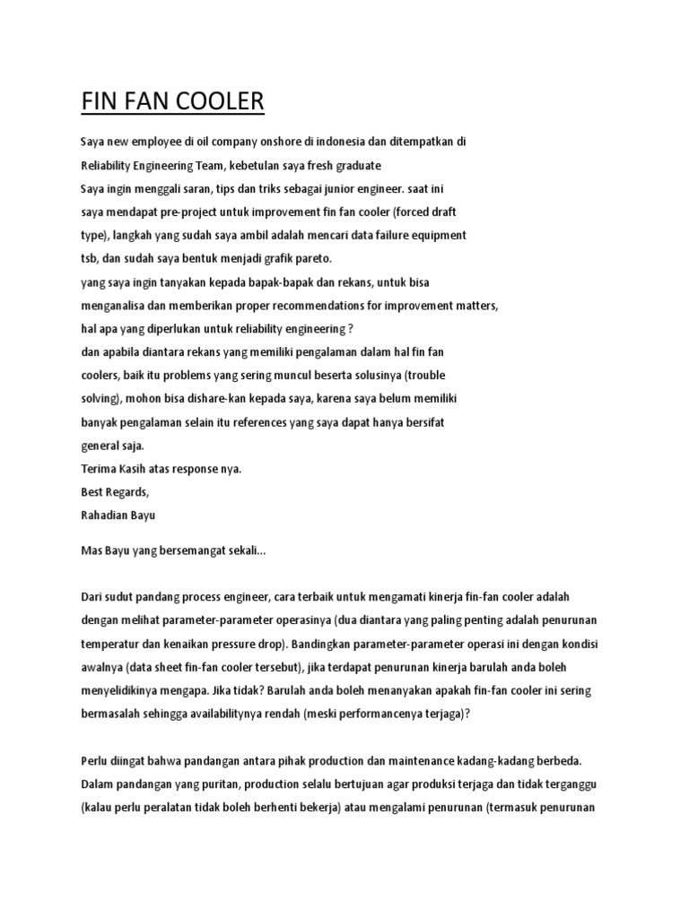 Fin Fan Cooler | PDF | Bisnis | Teknologi & Rekayasa