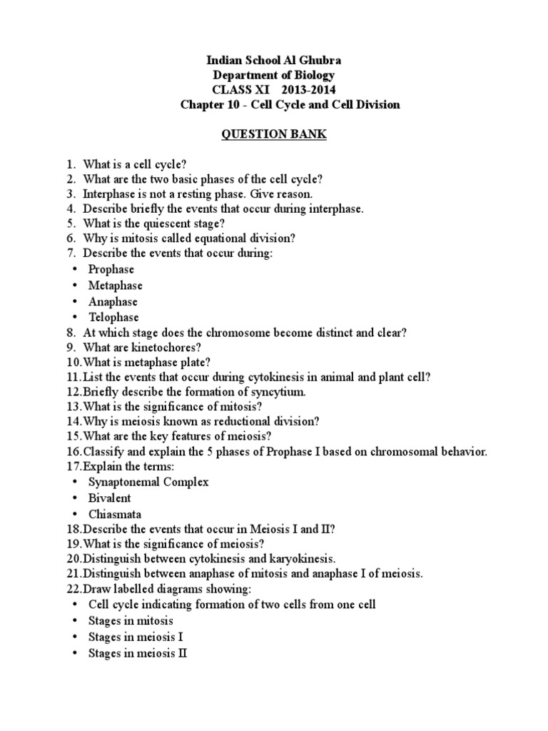 Biology Exam Prep: Cell Division | PDF
