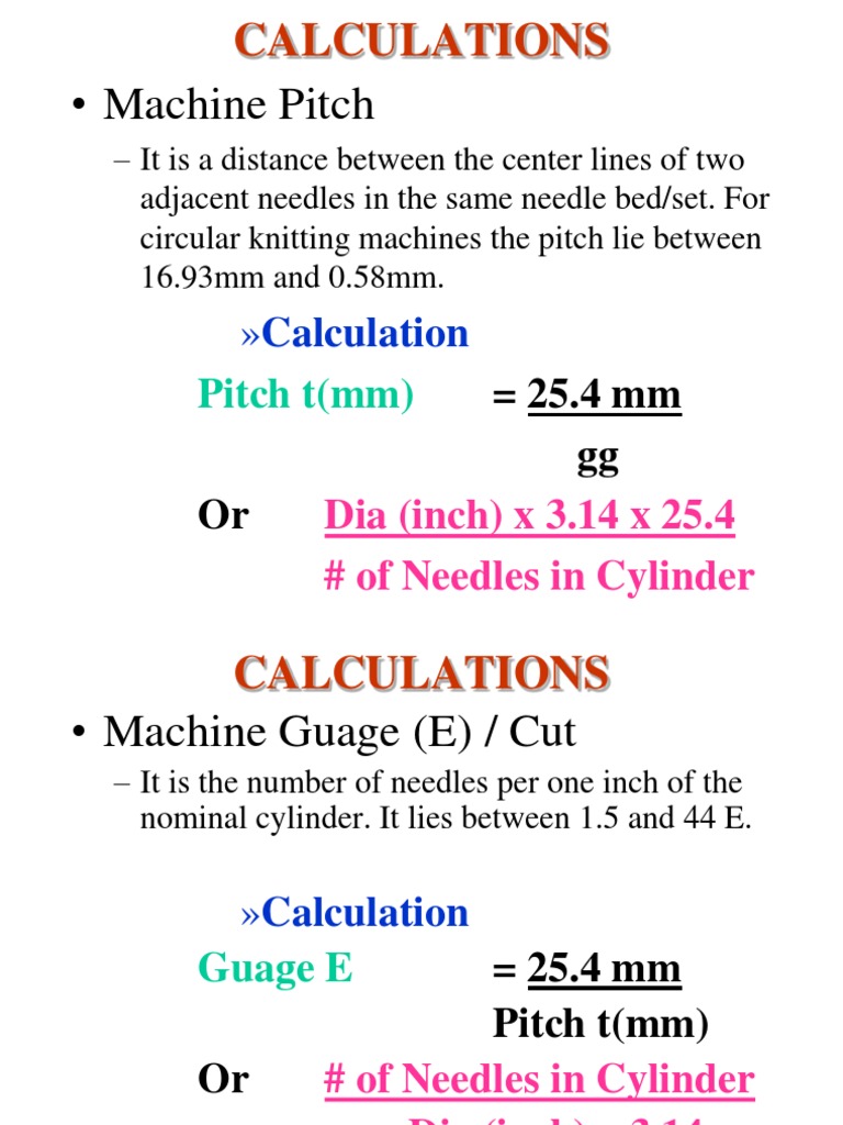 Knitting Calculations | PDF | Inch | Knitting