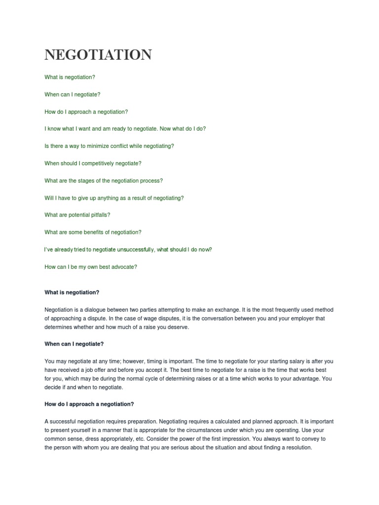 What Is Negotiation? | PDF | Negotiation | Bargaining