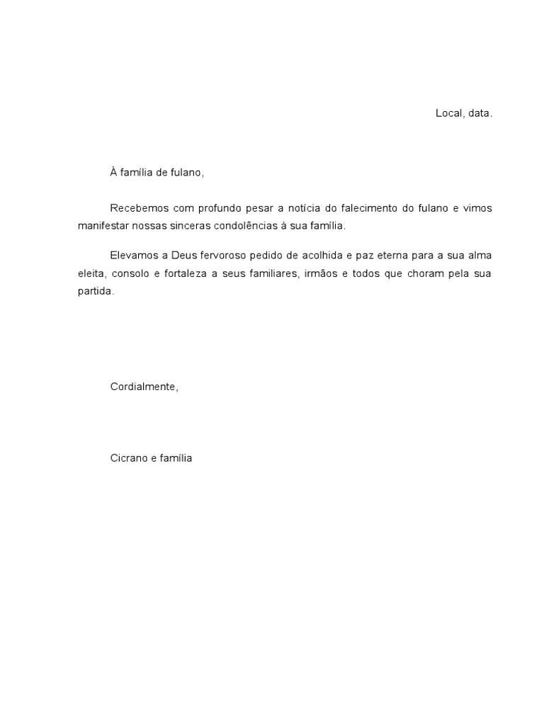 Modelo de Carta de Condolências | PDF