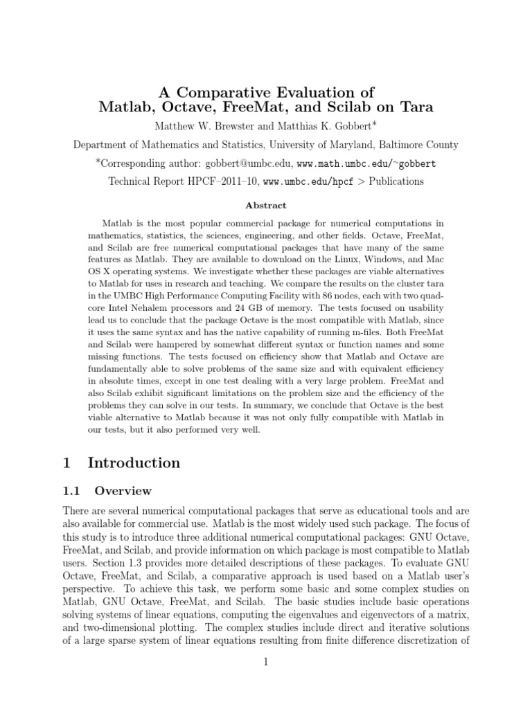 Compare Matlab Octave Freemat And Scilab Pdf Eigenvalues And Eigenvectors Matlab 5324