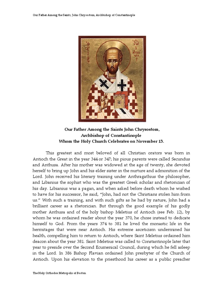 13 John Chrysostom | PDF | Religious Behaviour And Experience | Ancient ...