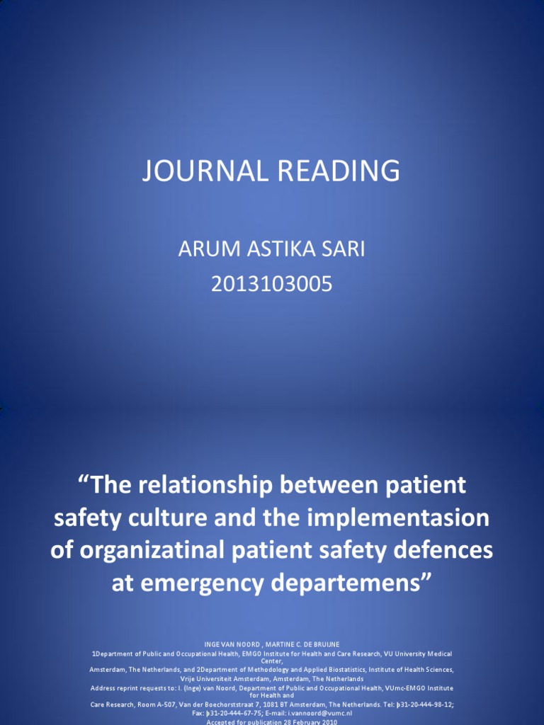 Journal Reading | PDF | Patient Safety | Nursing