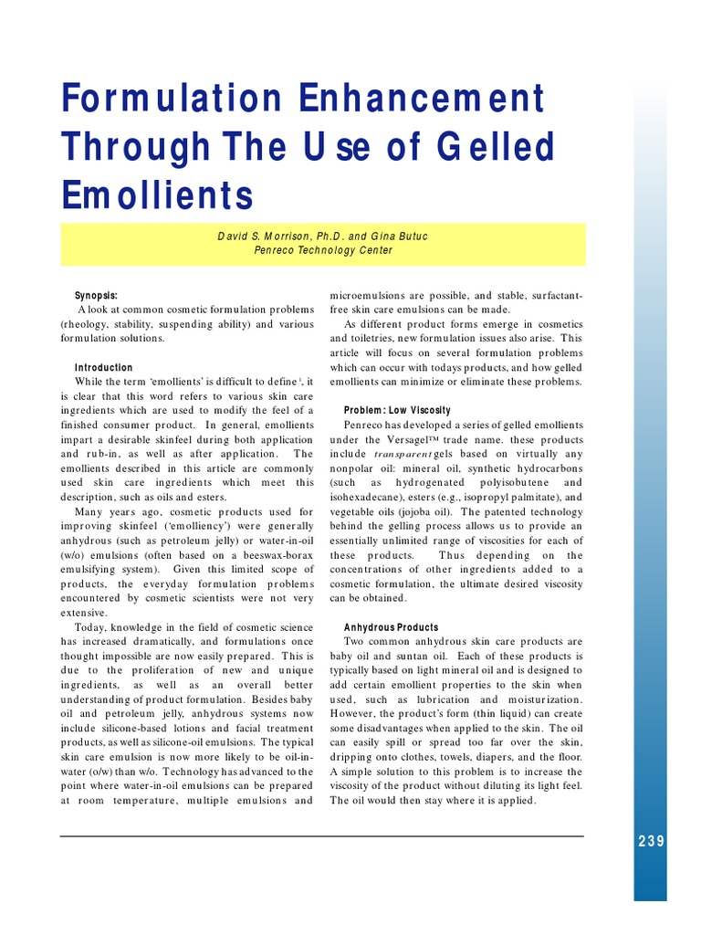 Formulation Emollient | PDF | Emulsion | Gel