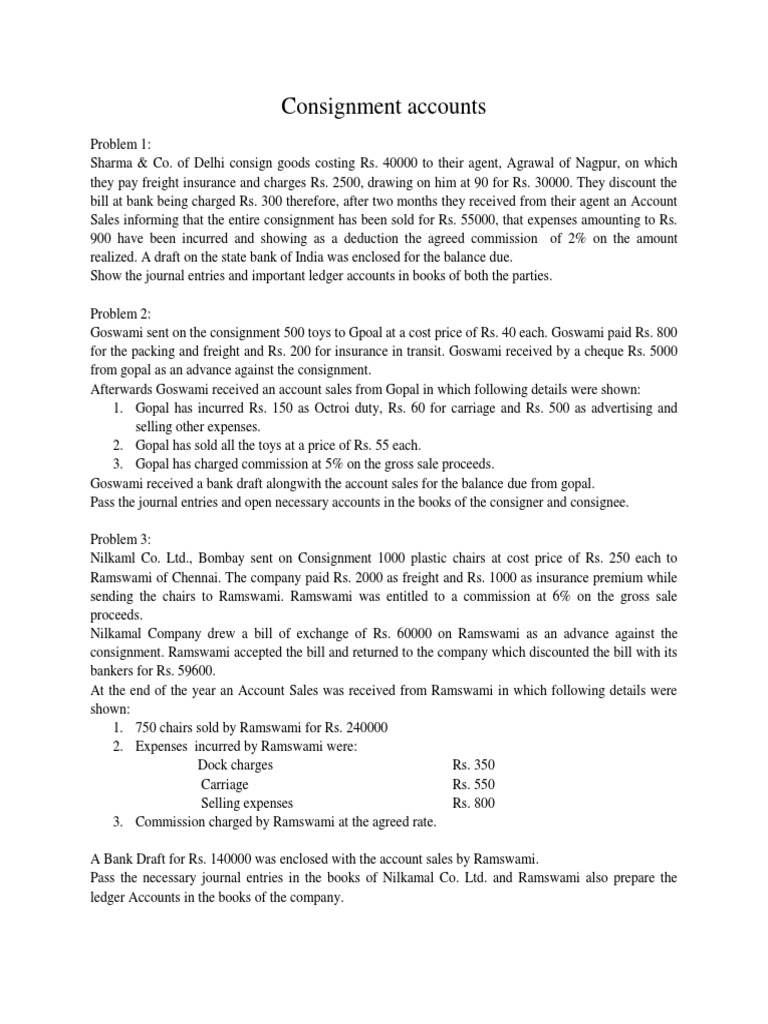 Consignment Accounts | PDF | Invoice | Expense