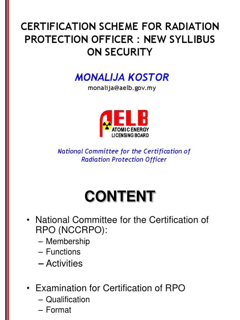 Certification Scheme For Radioaction Protection Officer | PDF ...