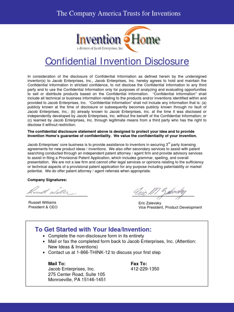 Confidential Invention Disclosure Form | PDF | Invention | Patent
