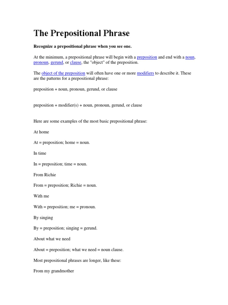 Understanding Prepositional Phrases | PDF