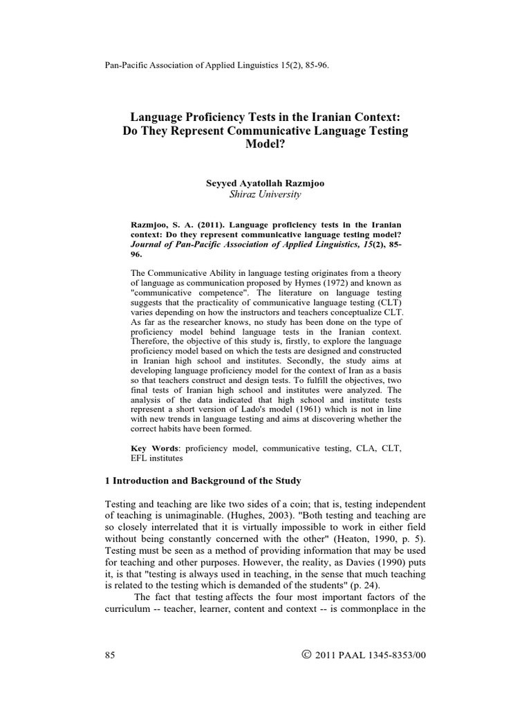 Language Proficiency | Test (Assessment) | Competence (Human Resources)