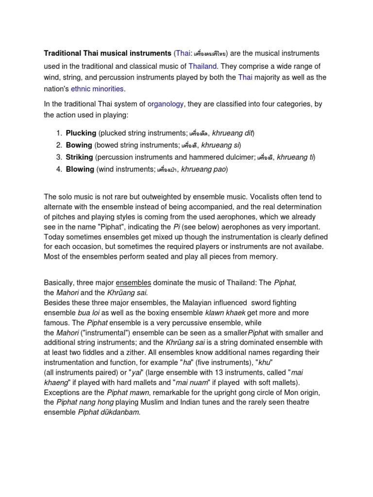 Traditional Thai Musical Instruments: A Diverse Collection of Wind ...