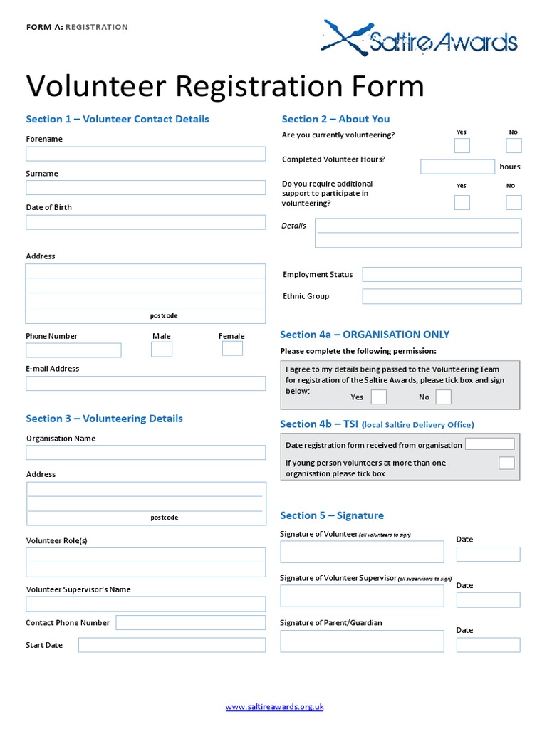 Volunteer Registration Form Template | PDF