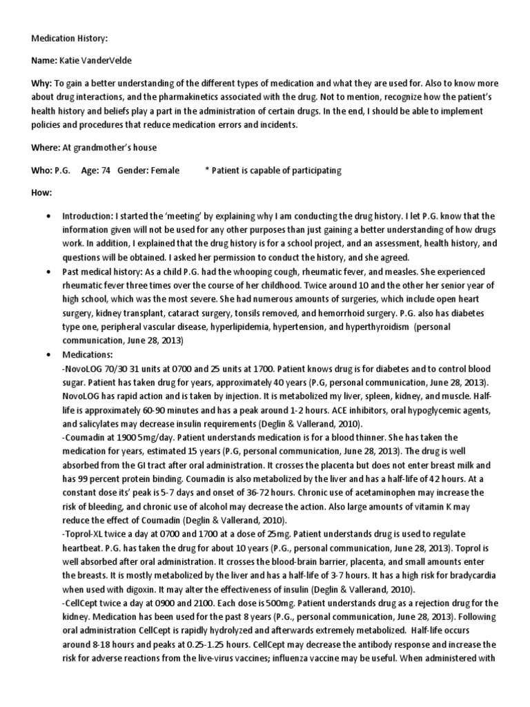 Drug History Assignment | PDF | Pharmaceutical Drug | Drugs