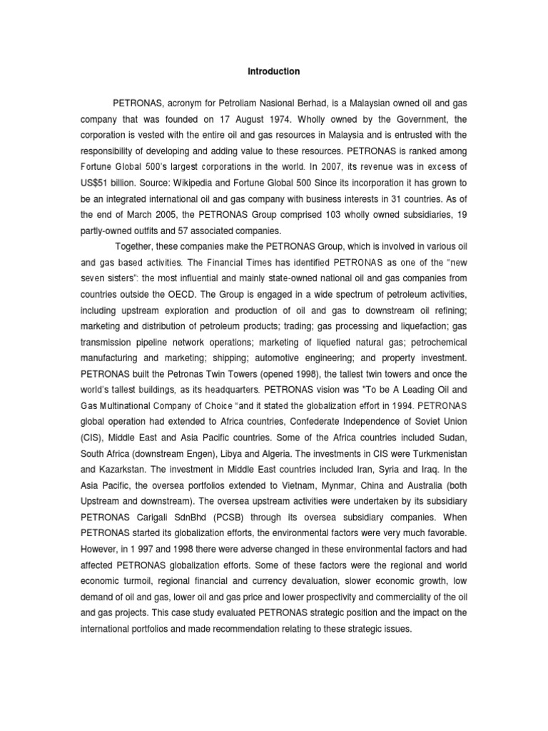 PETRONAS Vision and Strategic Overview | PDF | Strategic Management ...