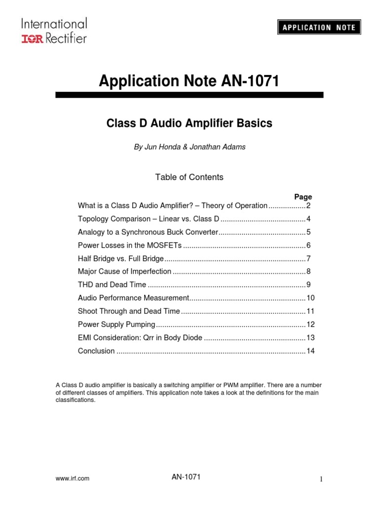 Class D Audio Amplifier Overview | PDF | Technology & Engineering