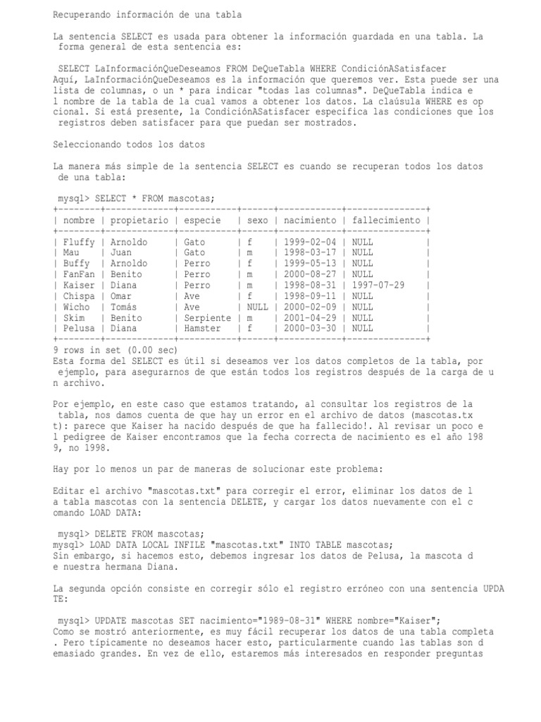 Codigo SQL | PDF | SQL | Expresión regular