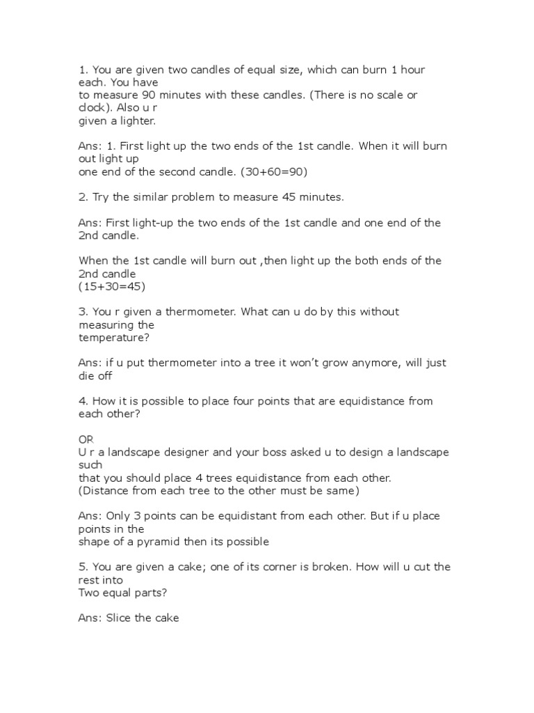 You Are Given Two Candles of Equal Size, Which | Download Free PDF ...