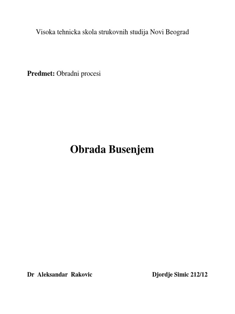 Obrada Busenjem | PDF