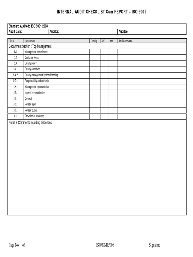 19 Internal Audit Check List | PDF | Iso 9000 | Audit