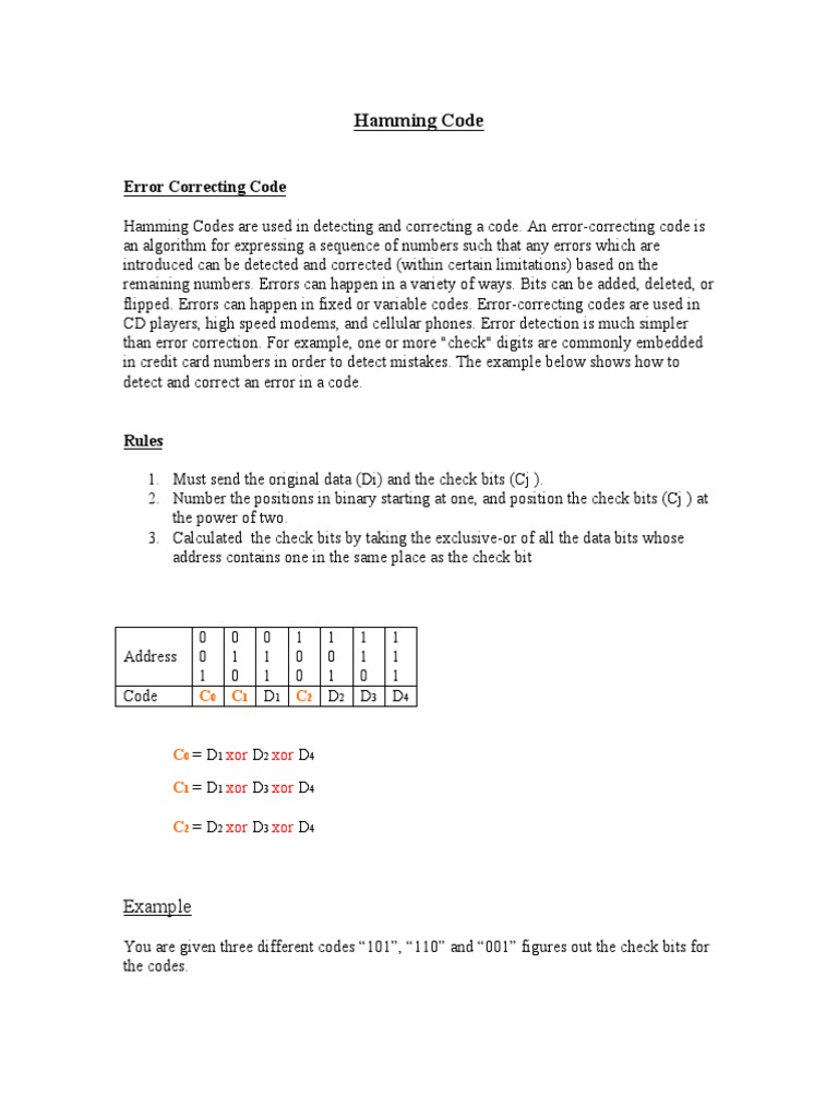Hamming Code | PDF | Error Detection And Correction | Code