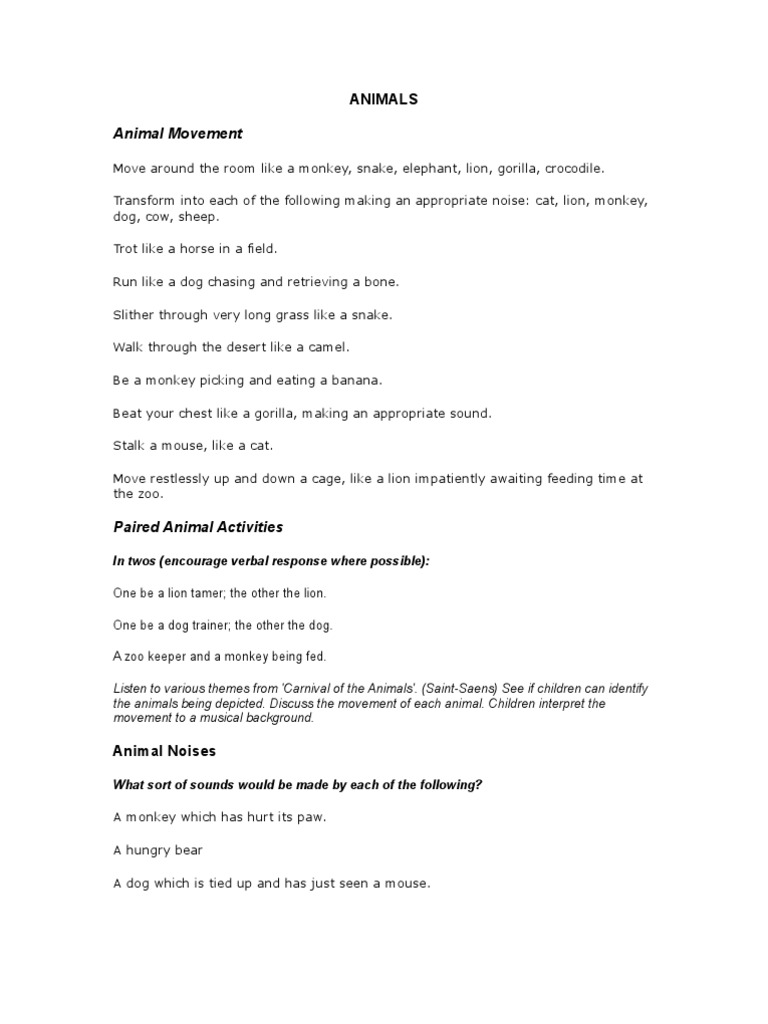 Animal Drama Activities for Kids | PDF | Sheep | Pet