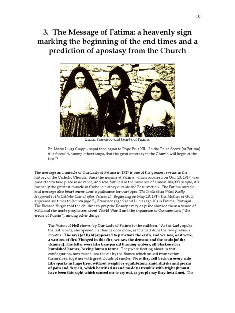 Fatima: Sign of End Times Apostasy | PDF | Our Lady Of Fátima ...