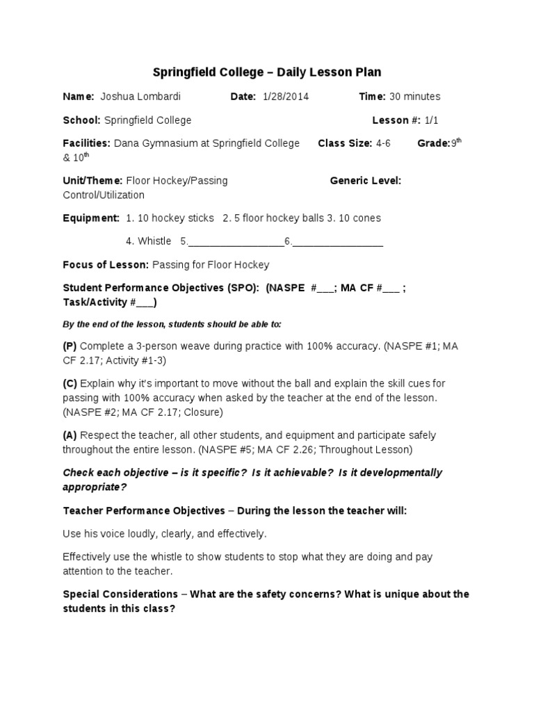 LP 1 Floor Hockey FT | PDF | Career & Growth